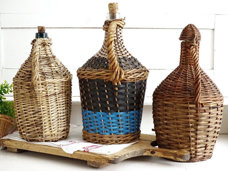 Large European Wicker Demijohn Vintage Woven Basket Wrapp Wine - Etsy
