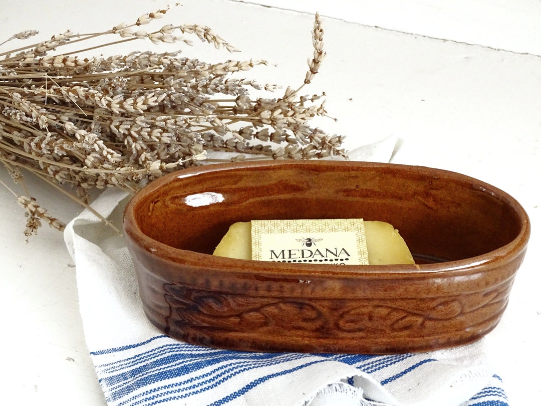 Rustic Ceramic Soap Dish Brown Ornate Glazed Pottery Soap Dish - Etsy