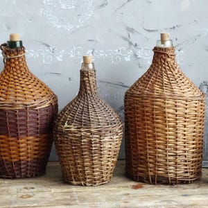 Large European Wicker Demijohn Vintage Woven Basket Wrapp Wine Bottle ...