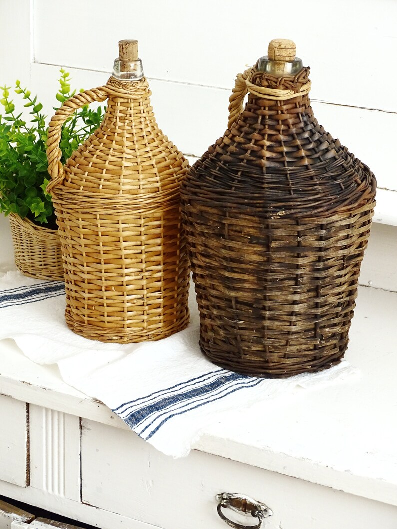Large European Wicker Demijohn Vintage Woven Basket Wrapp Wine - Etsy