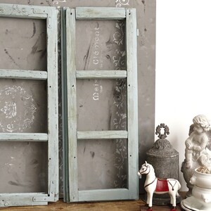 1 Antique Blue Wood Window Frame, Old Rustic Window 3 Pane, Primitive ...