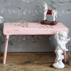 Pink Wood Bench, Step Stool, Milking Stool, Shabby Chic, Foot Stool ...