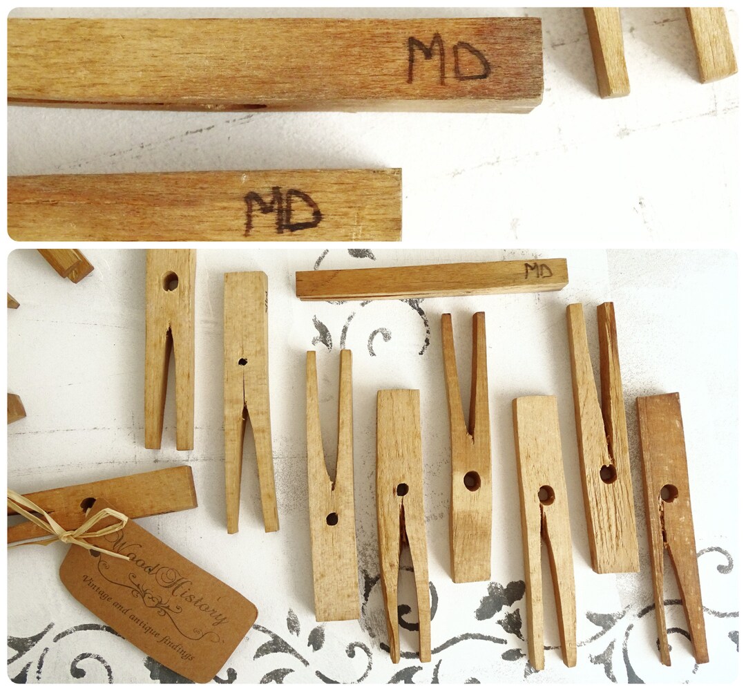 12 Large Peg Clothespins Monogram MD Wood Clothes Clip Pegs - Etsy
