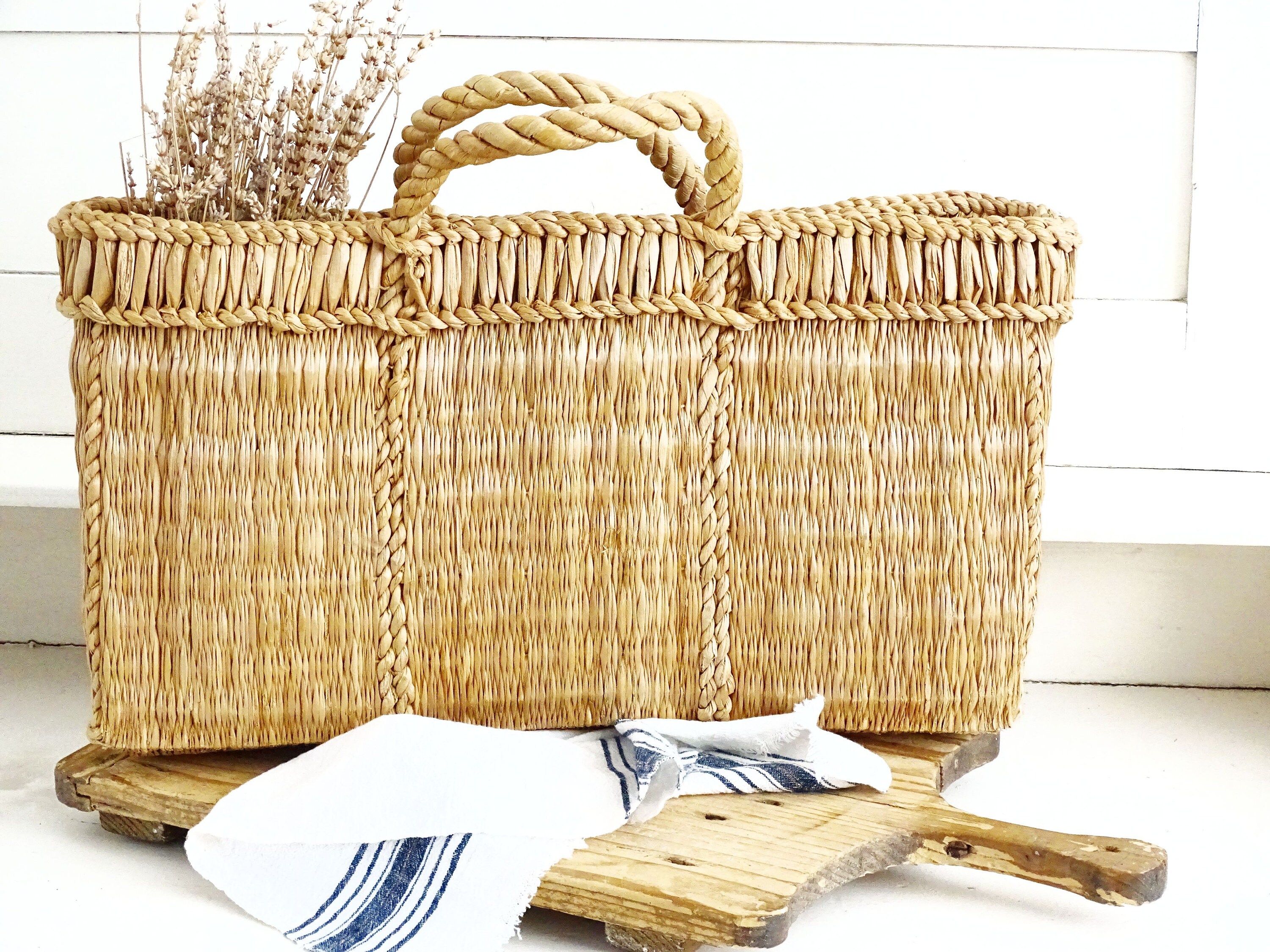 Large French Straw Market Basket Bag Handmade Natural Basket - Etsy