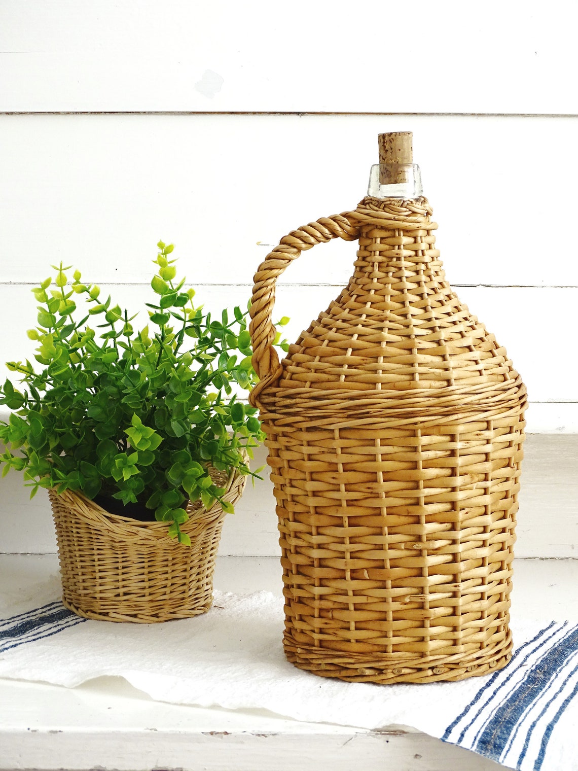 Large European Wicker Demijohn Vintage Woven Basket Wrapp Wine - Etsy