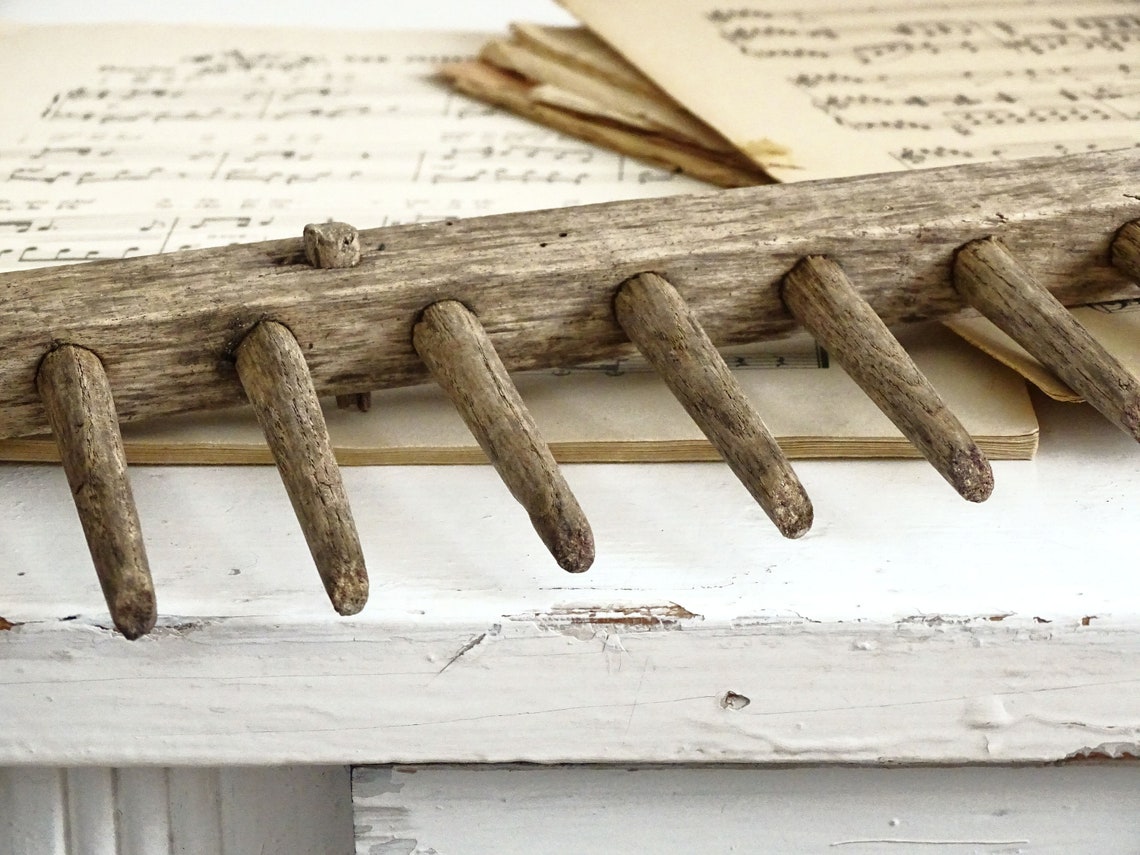 Antique Wood Rake Head Primitive Garden Rake Farm Tool | Etsy