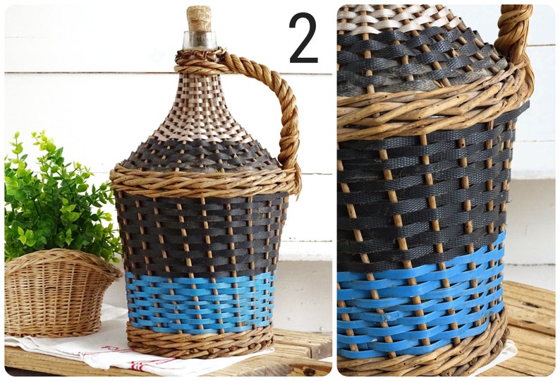 Large European Wicker Demijohn Vintage Woven Basket Wrapp Wine - Etsy