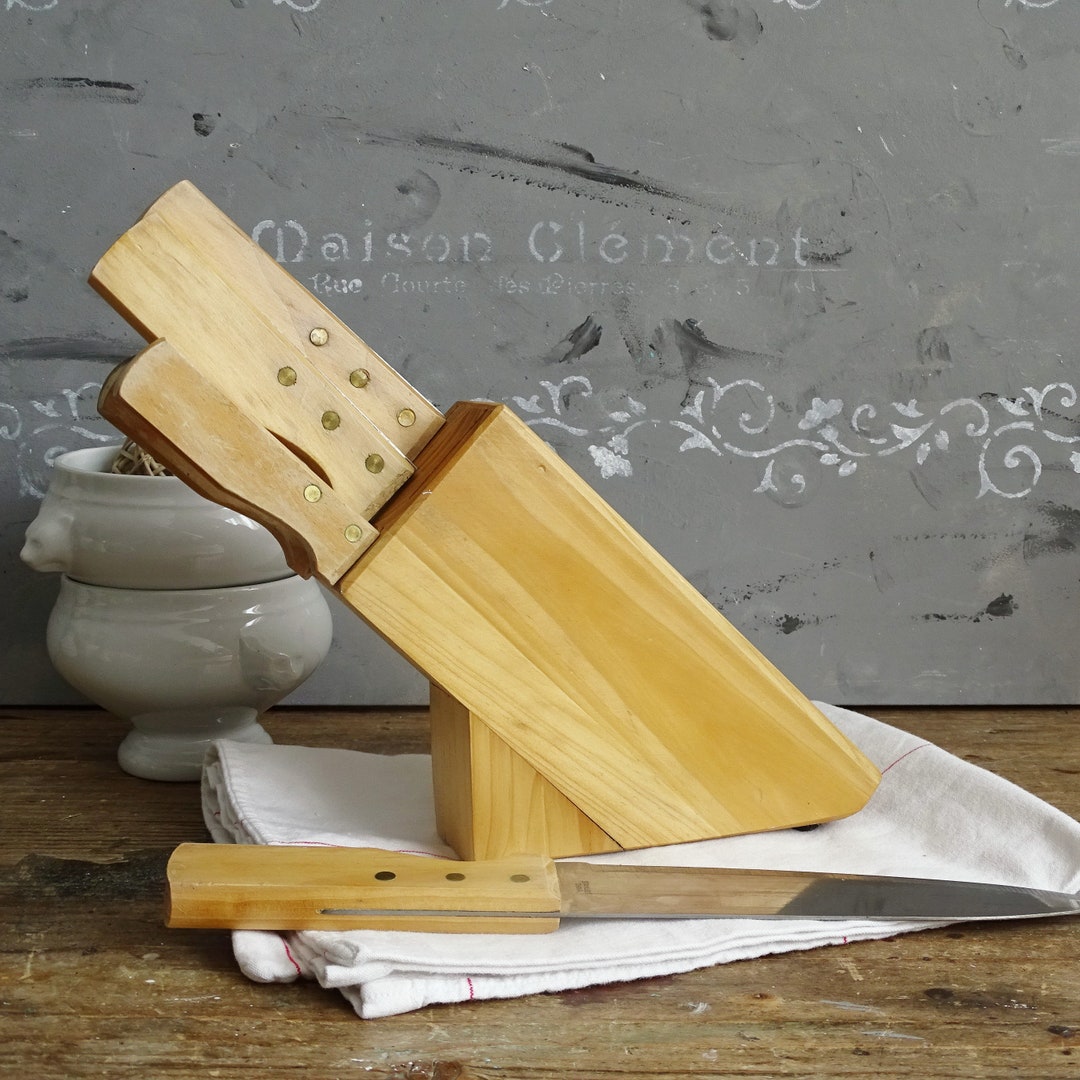 Set 5 Knives in Wood Standing Knife Block Table Top Wood - Etsy