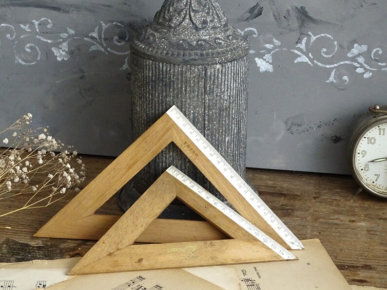 Vintage Triangle Wood Ruler School Math Ruler Angle Drawing - Etsy