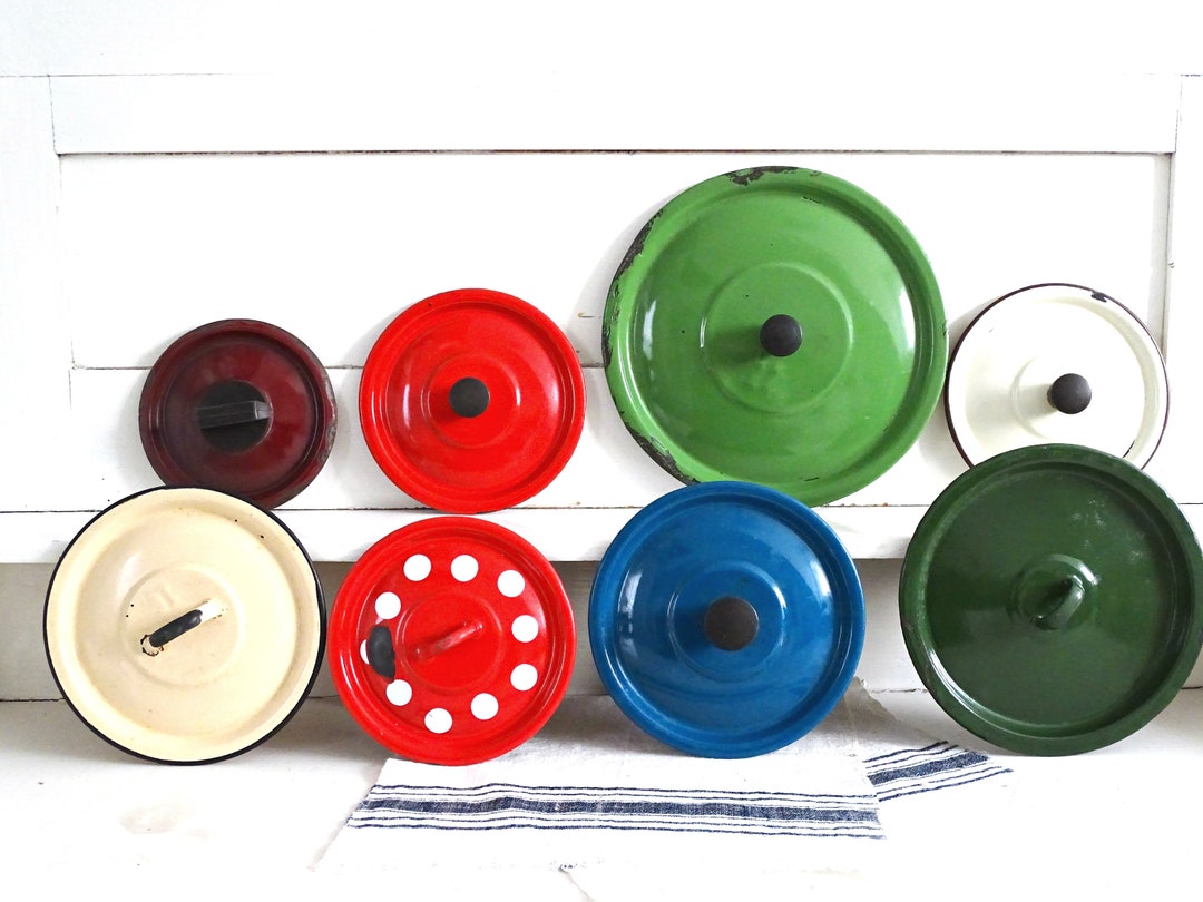 Vintage Enamelware Pot Lid Replacement Cooking Pot Lid Rustic Enamel ...