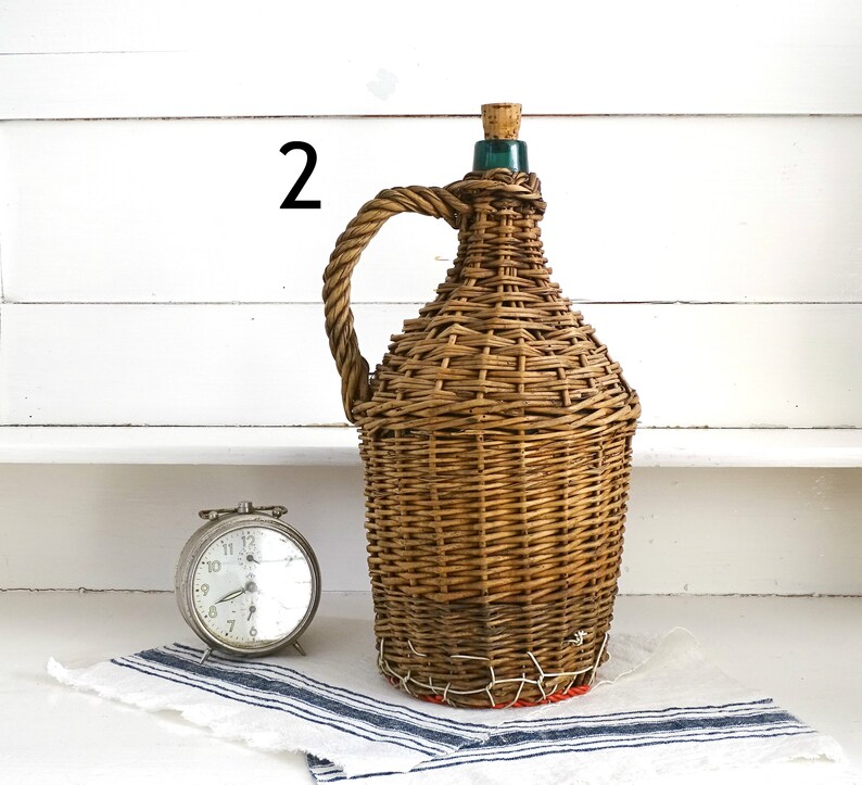 Large European Wicker Demijohn Vintage Woven Basket Wrapp Wine | Etsy