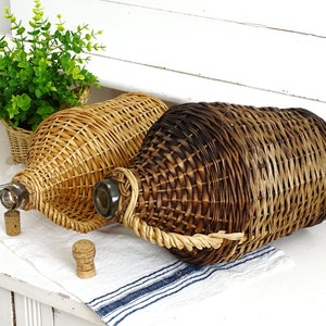 Large European Wicker Demijohn Vintage Woven Basket Wrapp Wine - Etsy