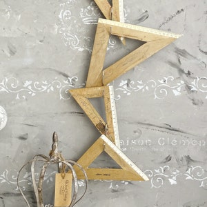 Vintage Triangle Wood Ruler School Math Ruler, Angle Drawing Ruler ...