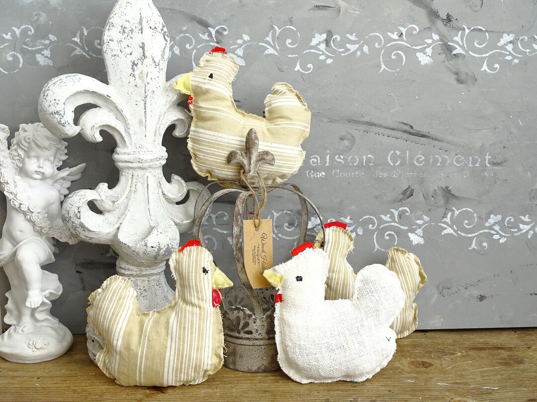 Primitive Chicken Hen Art Doll, Organic Chicken Hen Bowl Filler, Easter ...