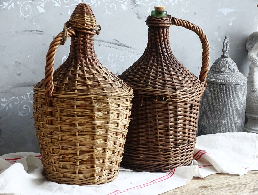 Large European Wicker Demijohn Vintage Woven Basket Wrapp Wine - Etsy