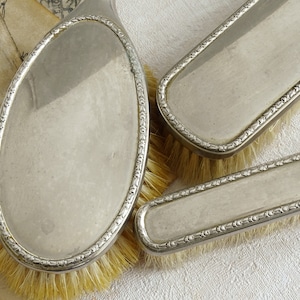 Metal Grooming Brush Natural Bristles, Hair or Clothes Brush Ornate ...