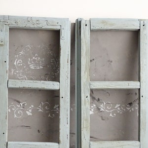 1 Antique Blue Wood Window Frame, Old Rustic Window 3 Pane, Primitive ...