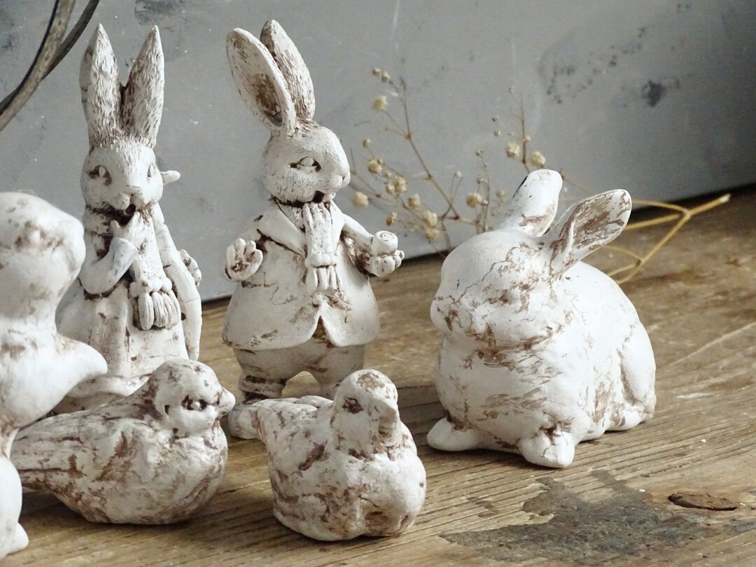 Ceramic Rabbit Statue, Standing Hare Statue, Easter Bunny Figurine ...