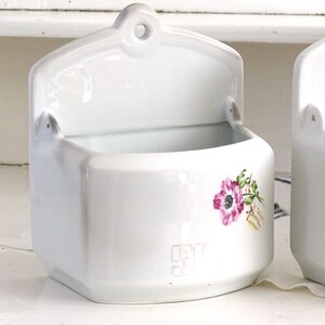 Floral Ceramic Salt Box Cellar Wall Hanging Salt Storage White ...
