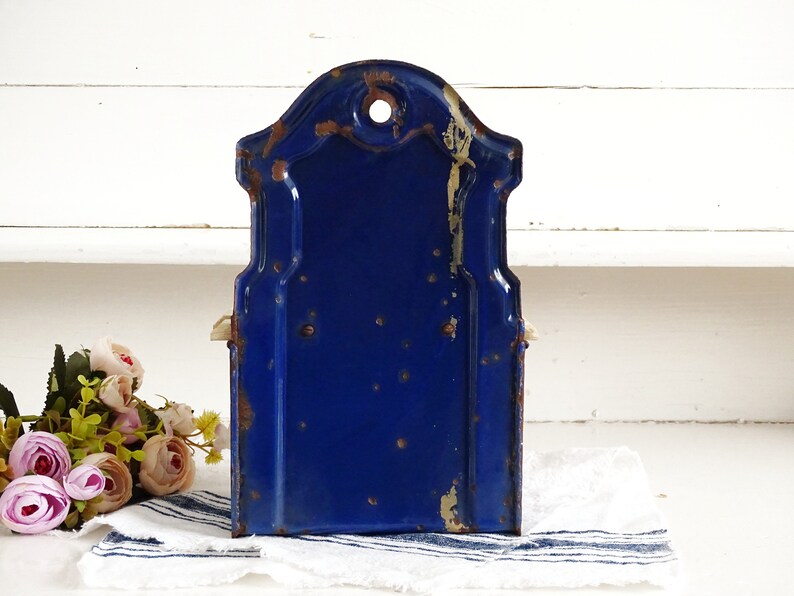 Blue Enamel Salt Box Wood Lid Antique Salt Storage Box Salt - Etsy