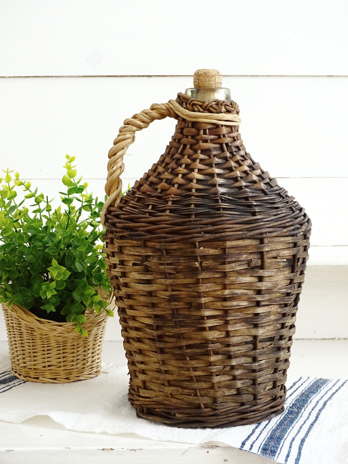 Large European Wicker Demijohn Vintage Woven Basket Wrapp Wine - Etsy