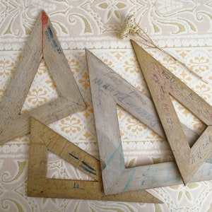 Vintage Triangle Wood Ruler School Math Ruler, Angle Drawing Ruler ...