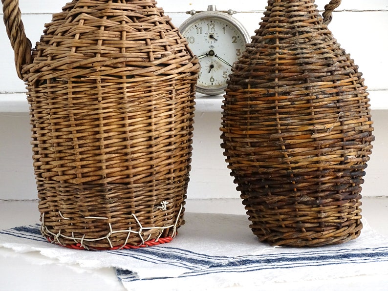 Large European Wicker Demijohn Vintage Woven Basket Wrapp Wine | Etsy