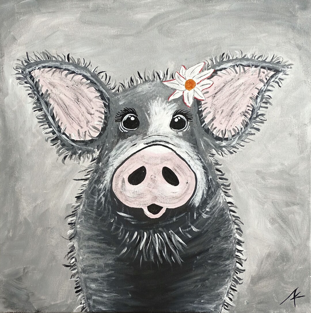 Cute Piglet Acrylic Painting Original Large Canvas Piglet - Etsy