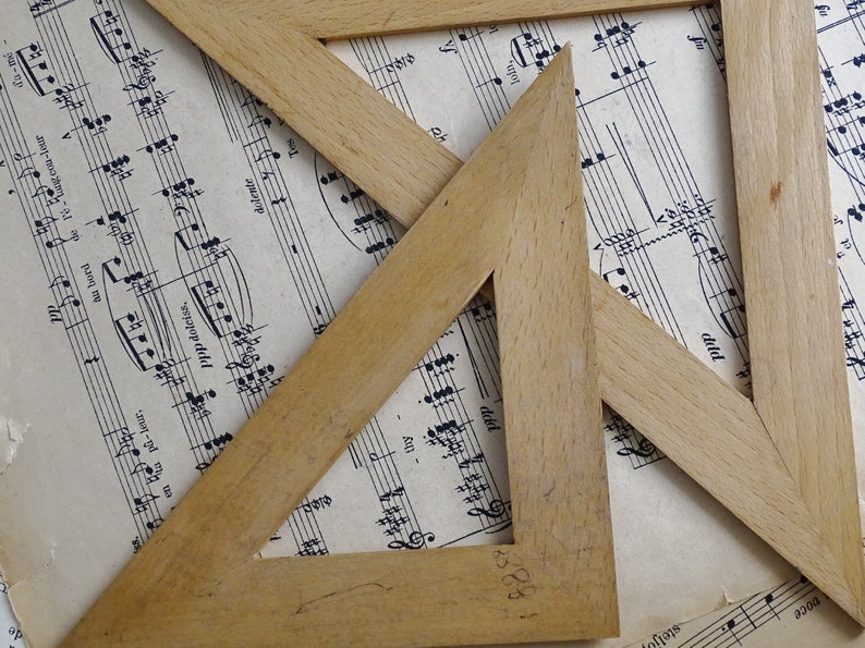 Vintage Triangle Wood Ruler School Math Ruler Angle Drawing - Etsy