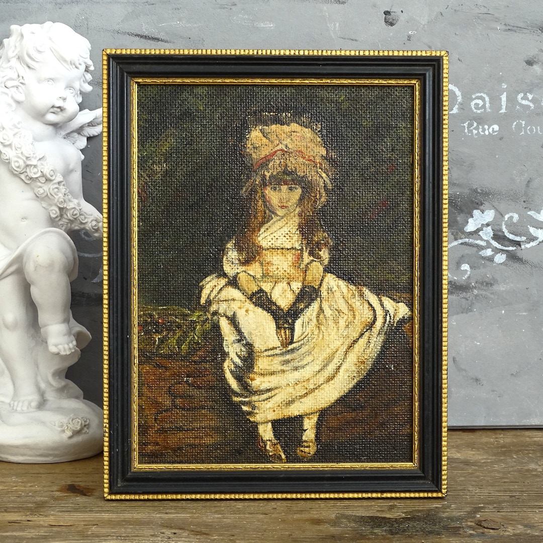 Original Oil Painting Victorian Girl White Dress, Cherry Ripe ...
