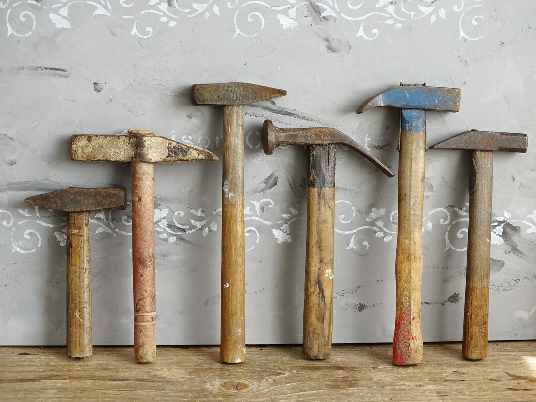 40s Old Hand Forged Iron Hammer Wood Handle Woodworking Hand Tool ...