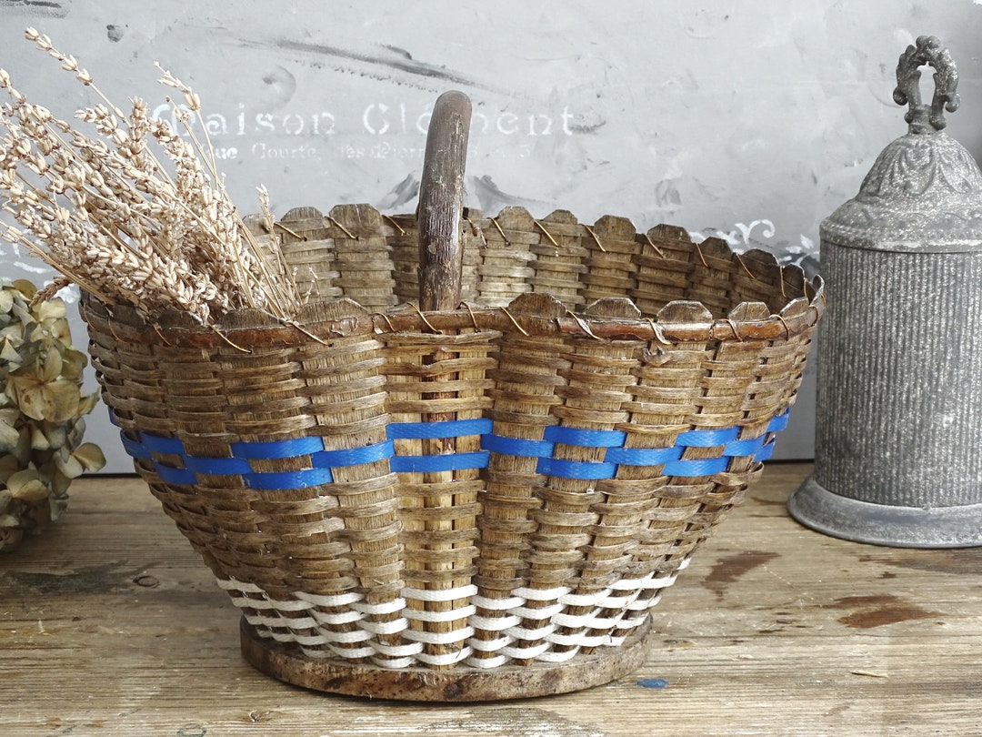 Rustic Wicker Woven Harvest Basket, Handmade Garden Basket, Flower Trug ...