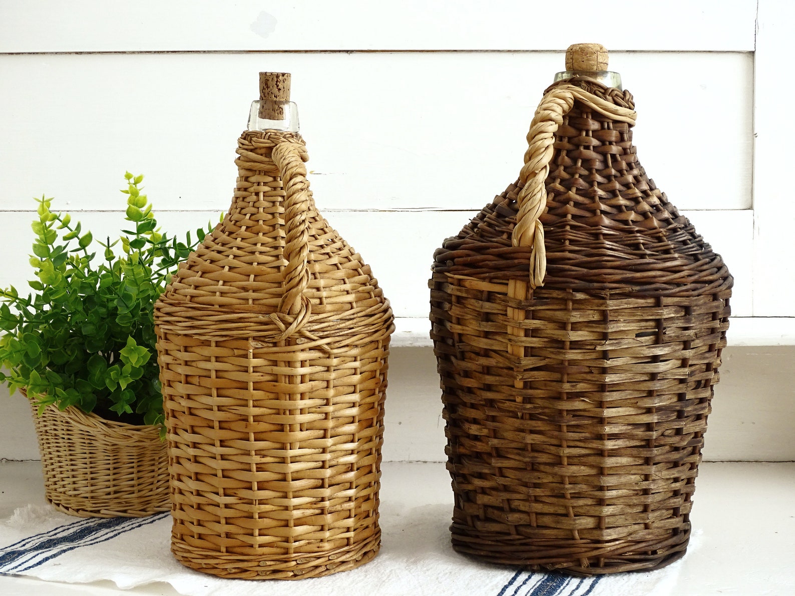 Large European Wicker Demijohn Vintage Woven Basket Wrapp Wine - Etsy
