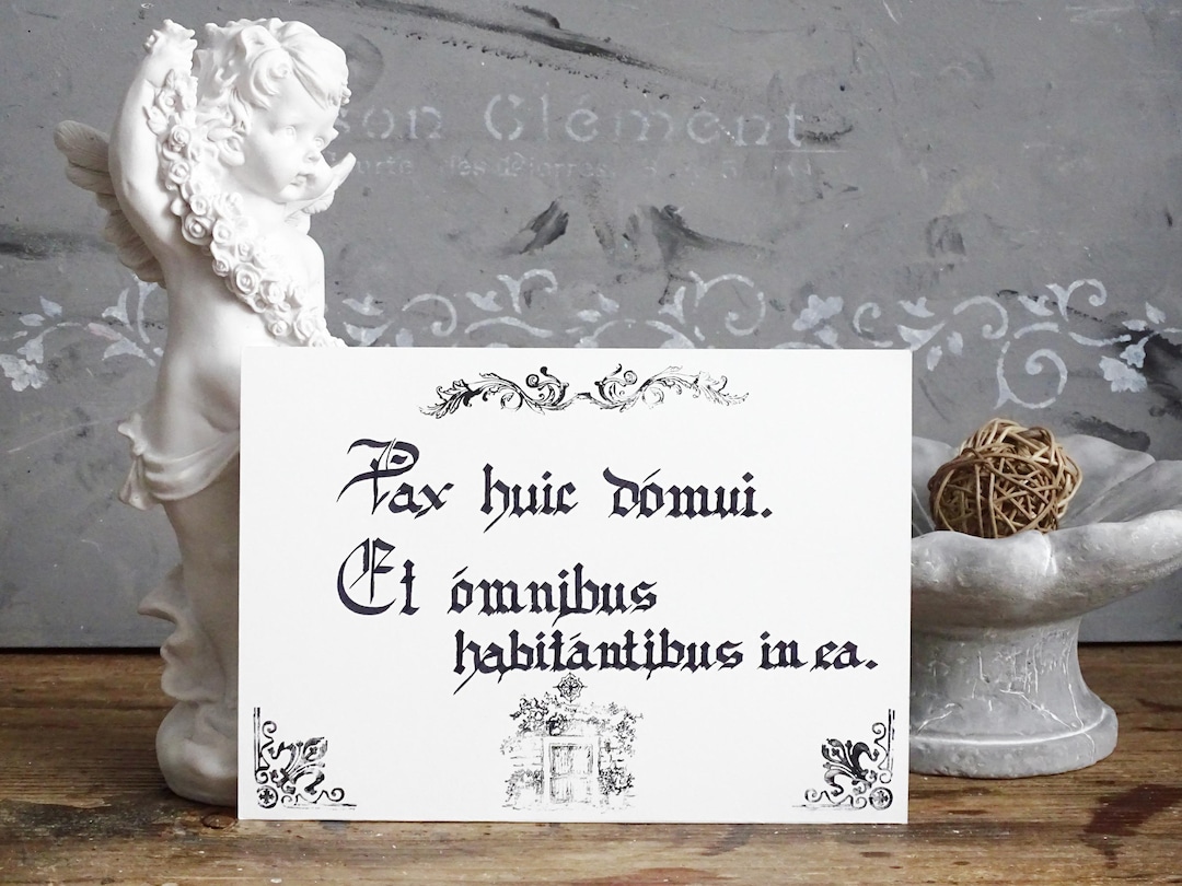 Latin Home Blessing Gothic Script, Hand Written Latin Quote, Catholic ...