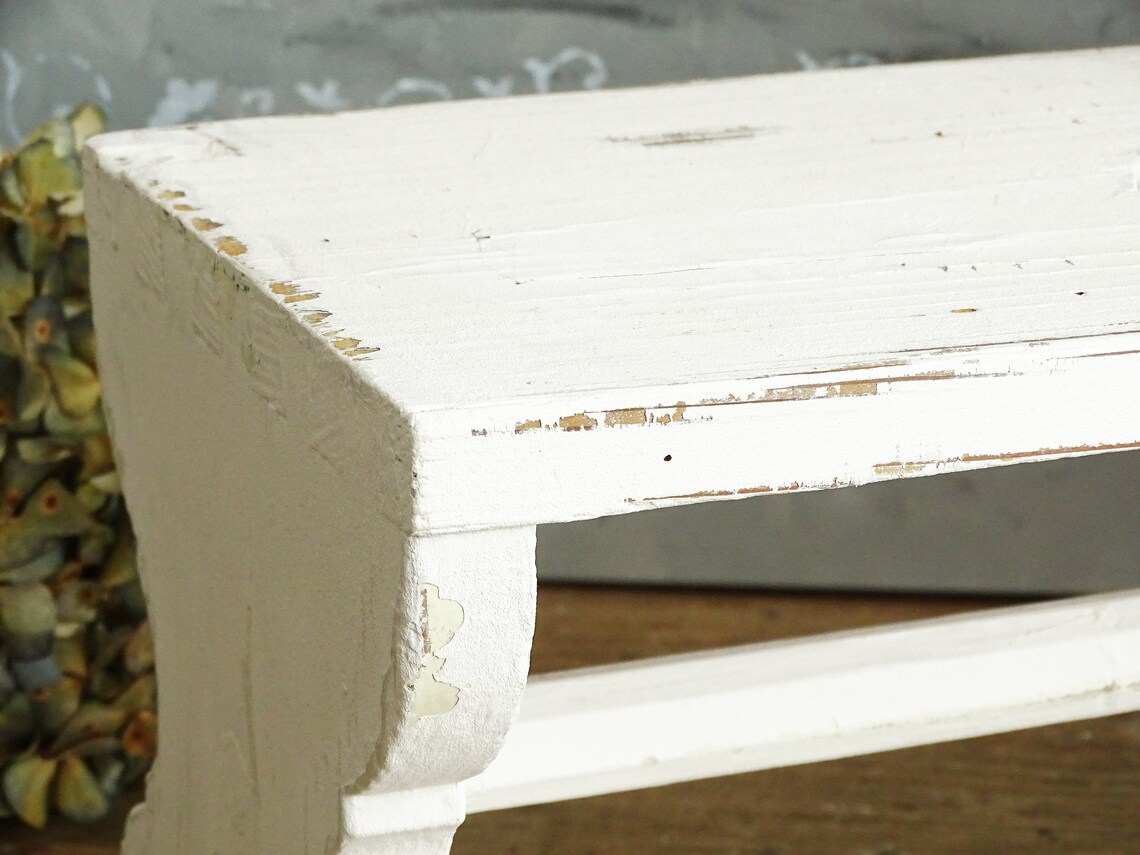 Farmhouse White Step Stool Wood Primitive Foot Stool Painted - Etsy