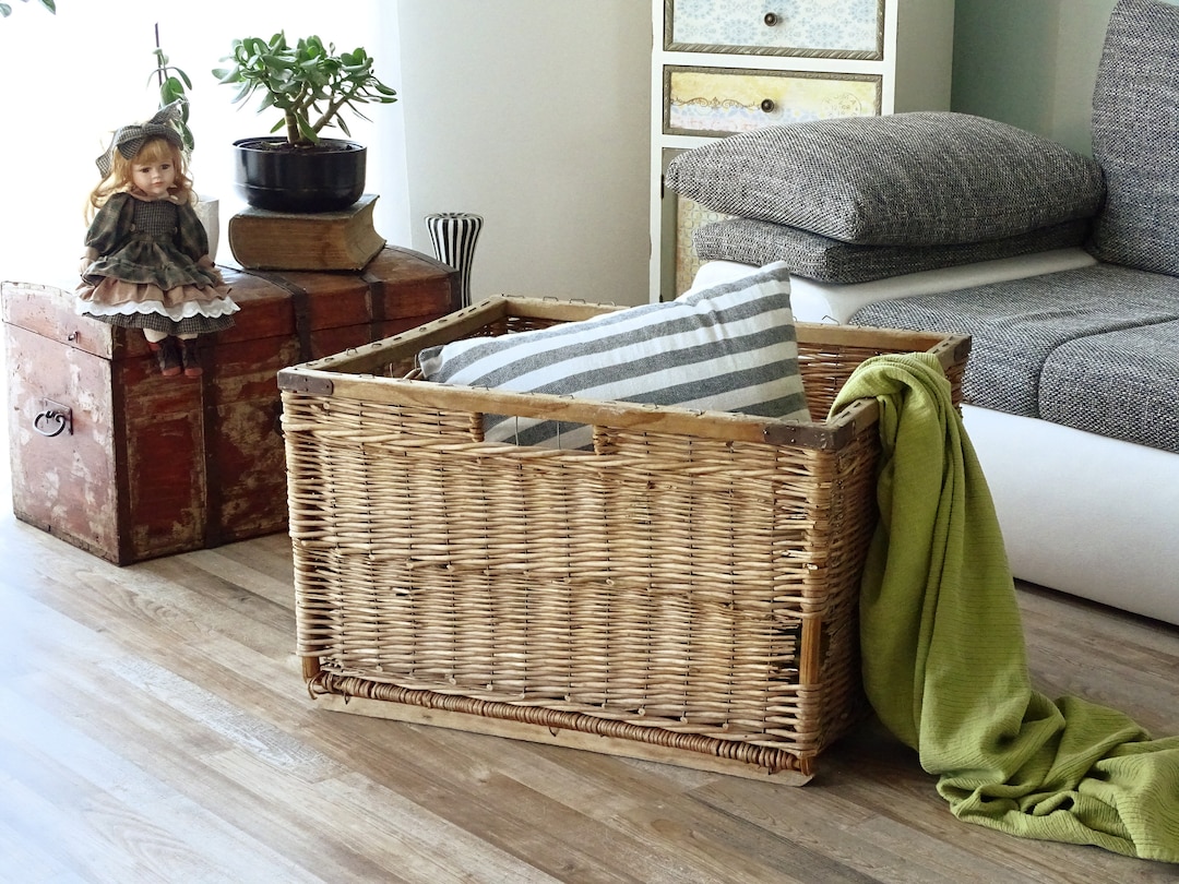 Extra Large Wicker Storage Basket, Rattan Laundry Hamper, Handwoven ...