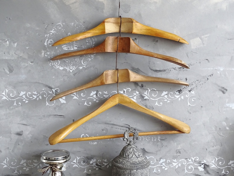 Large Antique Wood Clothes Hanger Collar Rise Primitive - Etsy