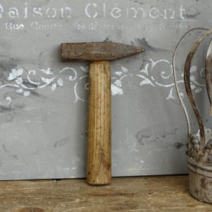 40s Old Hand Forged Iron Hammer Wood Handle Woodworking Hand Tool ...