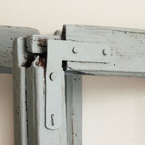 1 Antique Blue Wood Window Frame, Old Rustic Window 3 Pane, Primitive ...