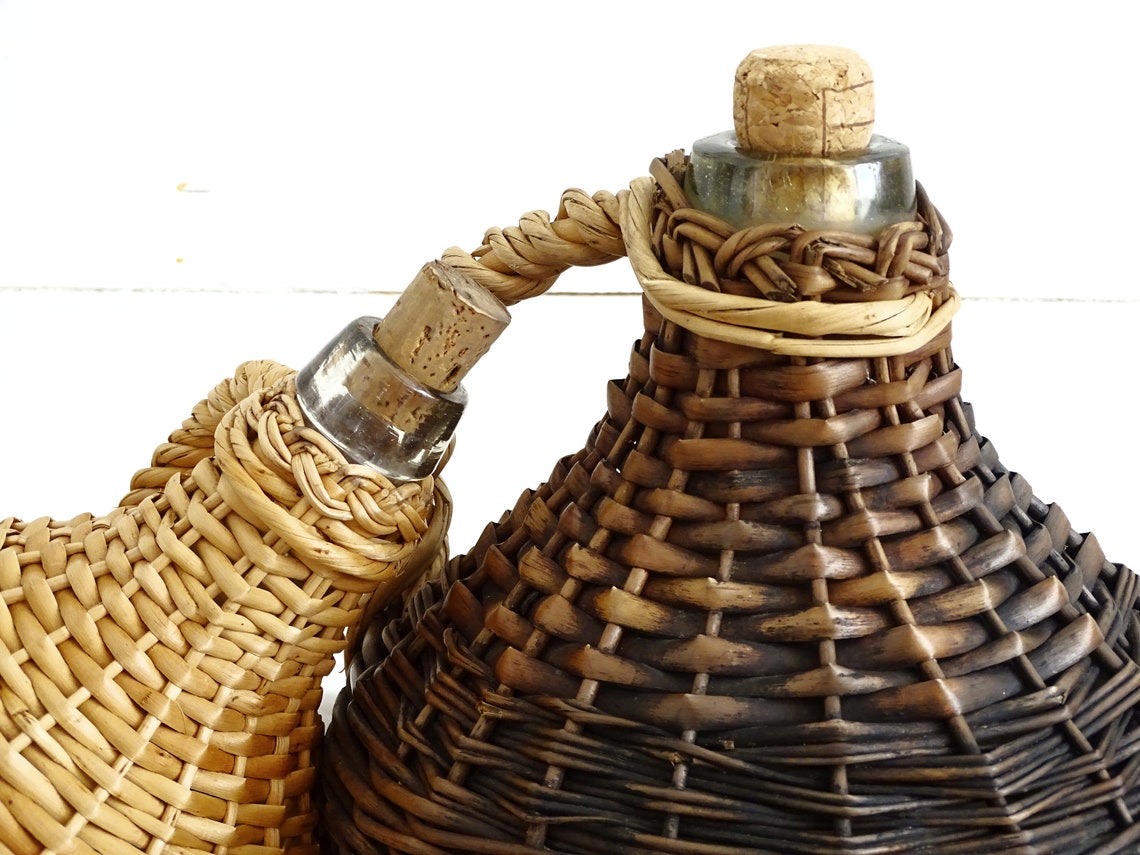 Large European Wicker Demijohn Vintage Woven Basket Wrapp Wine - Etsy