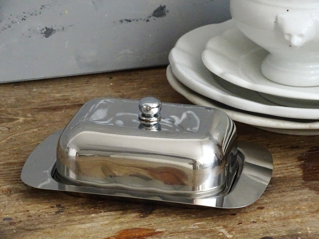 Metal Butter Dish Lid, Covered Butter Keeper, Rectangle Butter Dish ...