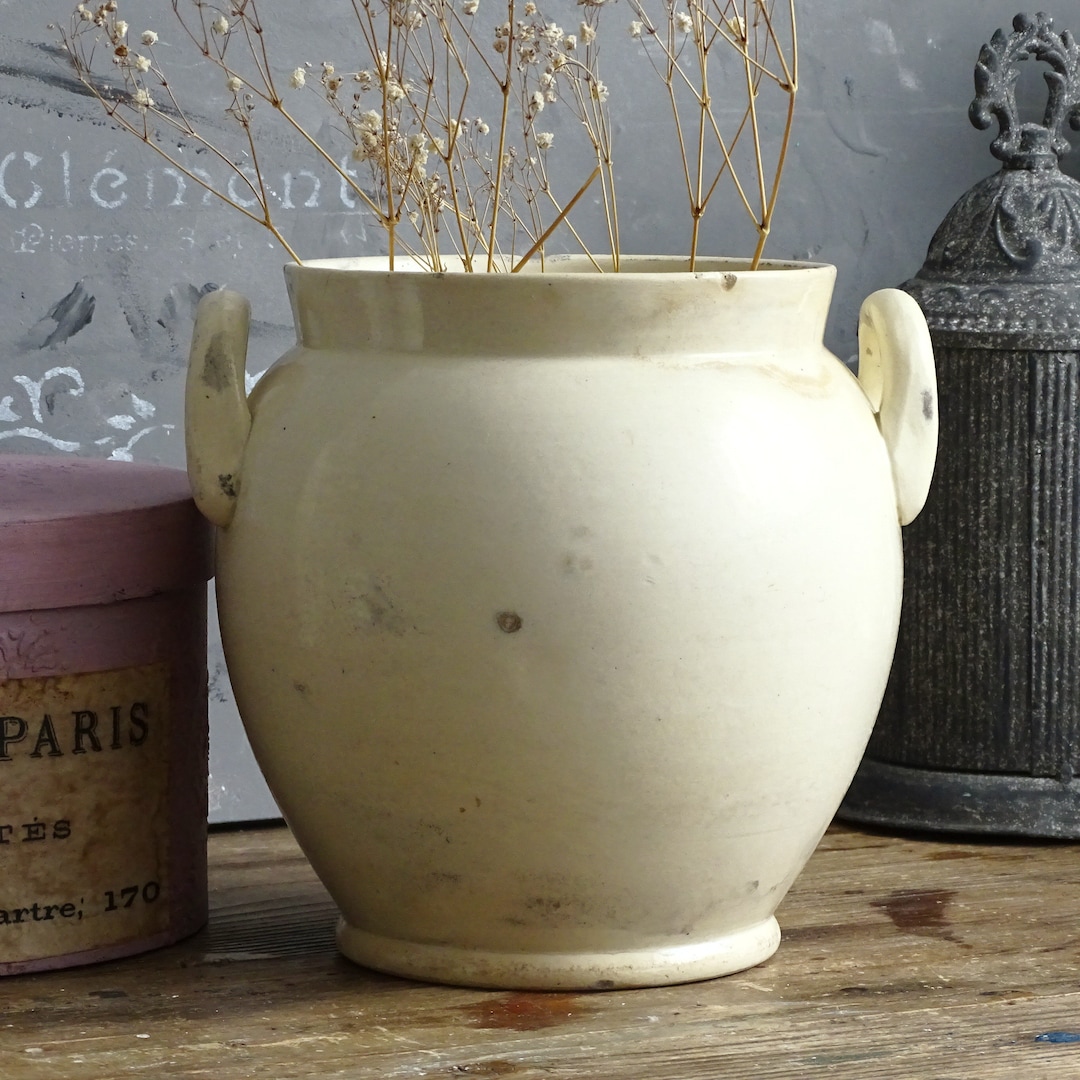 Antique Stoneware Crock Pot Vase, Rustic Salt Glazed Pottery Crock ...