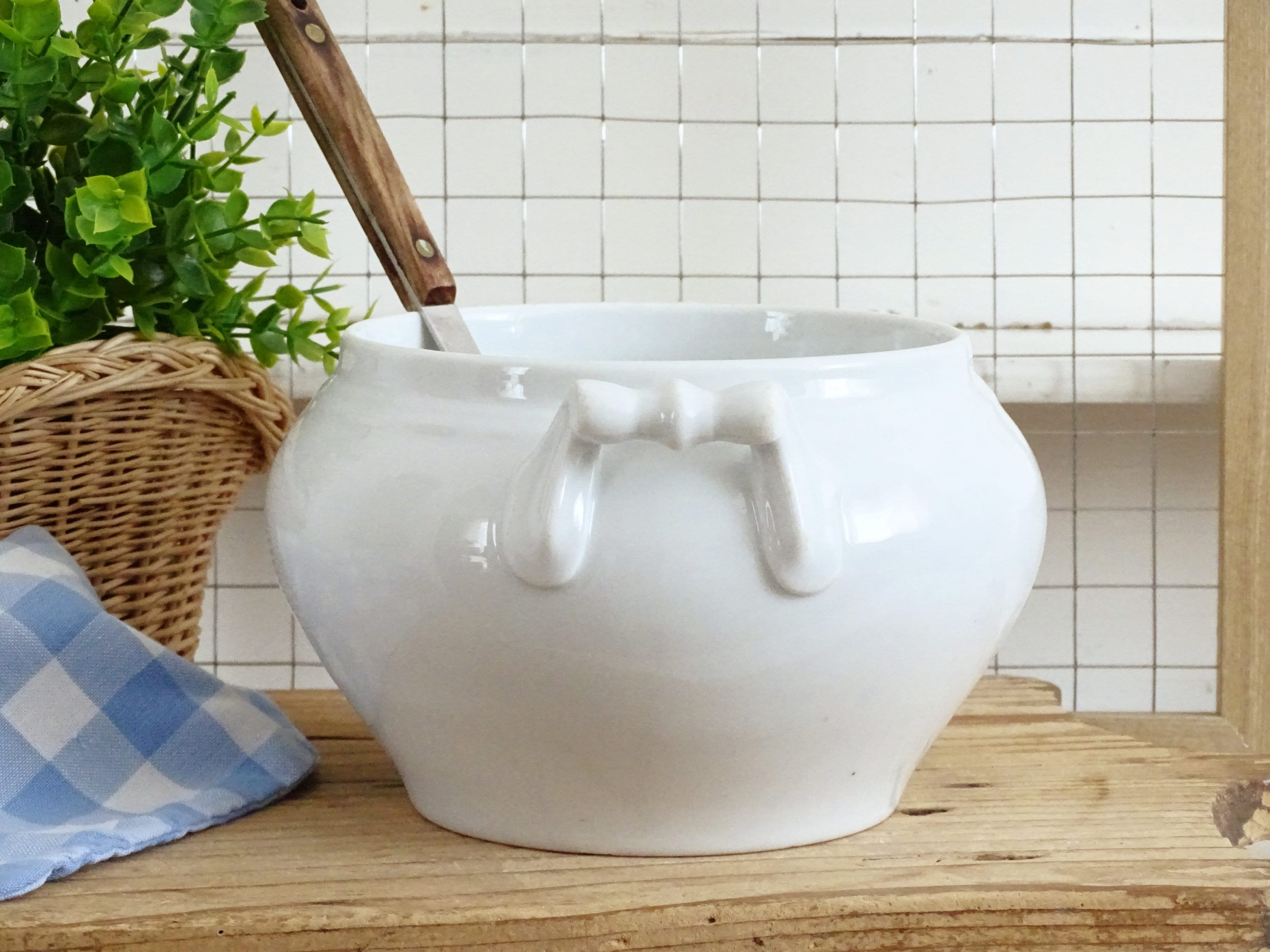 French Antique Ironstone Soup Tureen Large White Ceramic - Etsy