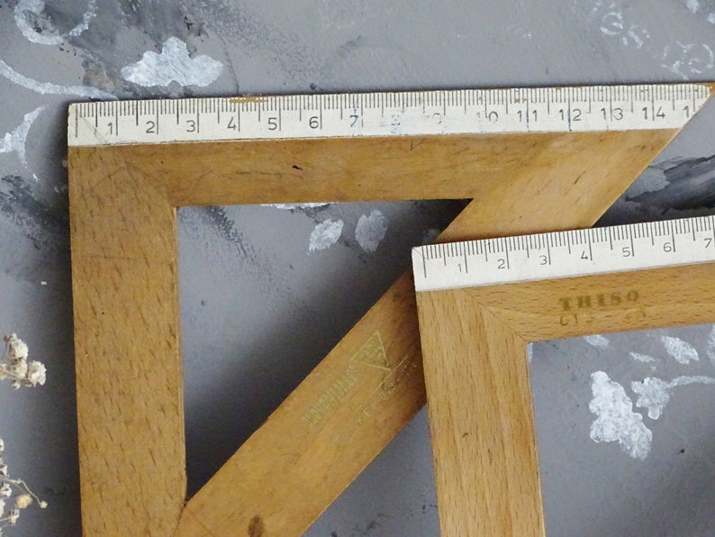 Vintage Triangle Wood Ruler School Math Ruler Angle Drawing - Etsy