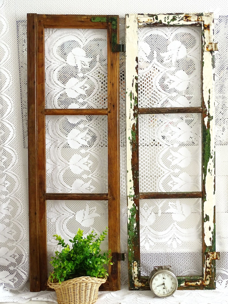 1 Antique Wood Window Frame Old Rustic Window 3 Pane Primitive | Etsy