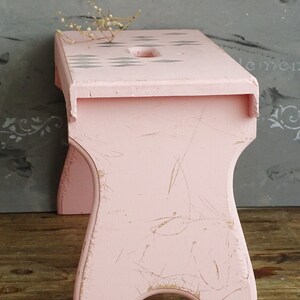 Pink Wood Bench, Step Stool, Milking Stool, Shabby Chic, Foot Stool ...