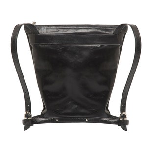 Black Leather Backpack, Triangle Backpack - Etsy