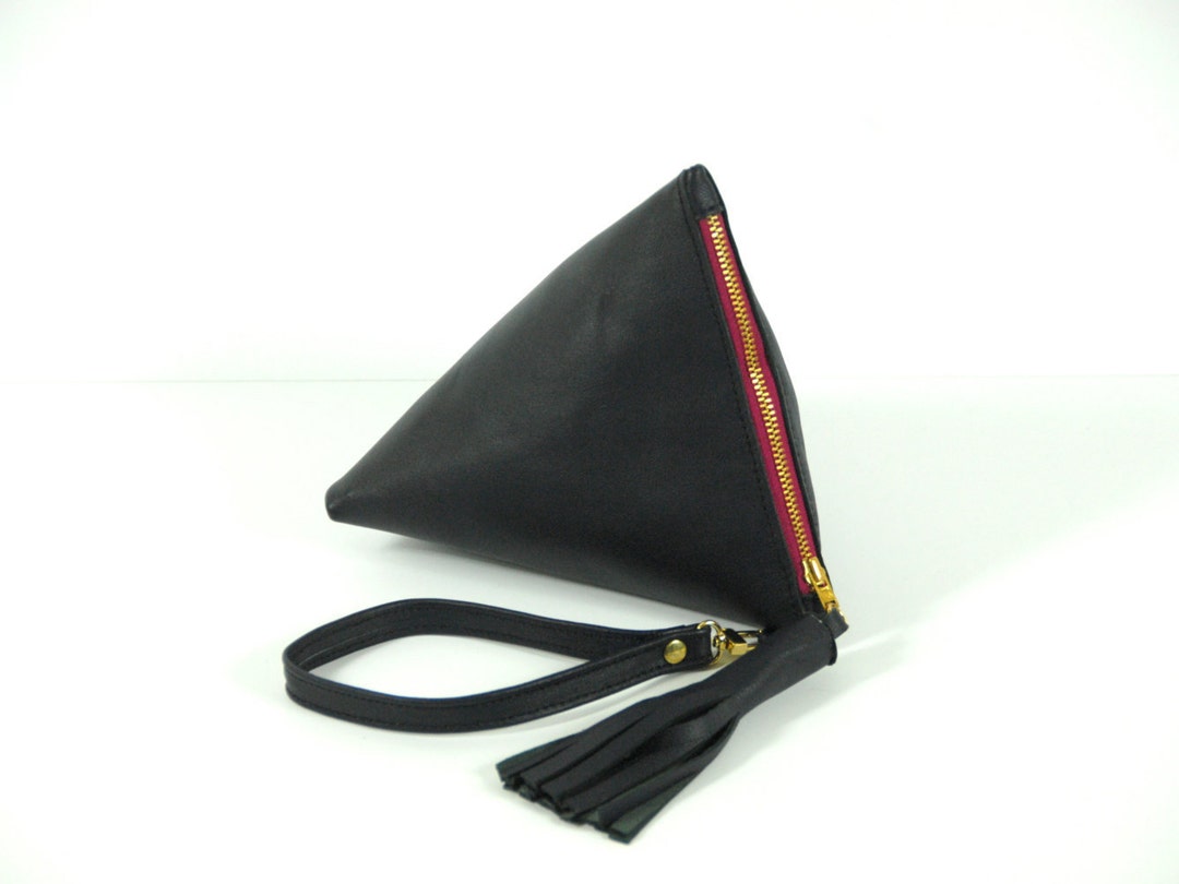 Choose Your Colour, Triangle Leather Clutch, Grey Pyramid Clutch ...