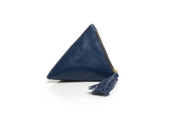 Triangle Leather Clutch Pyramid Clutch Leather Triagle | Etsy