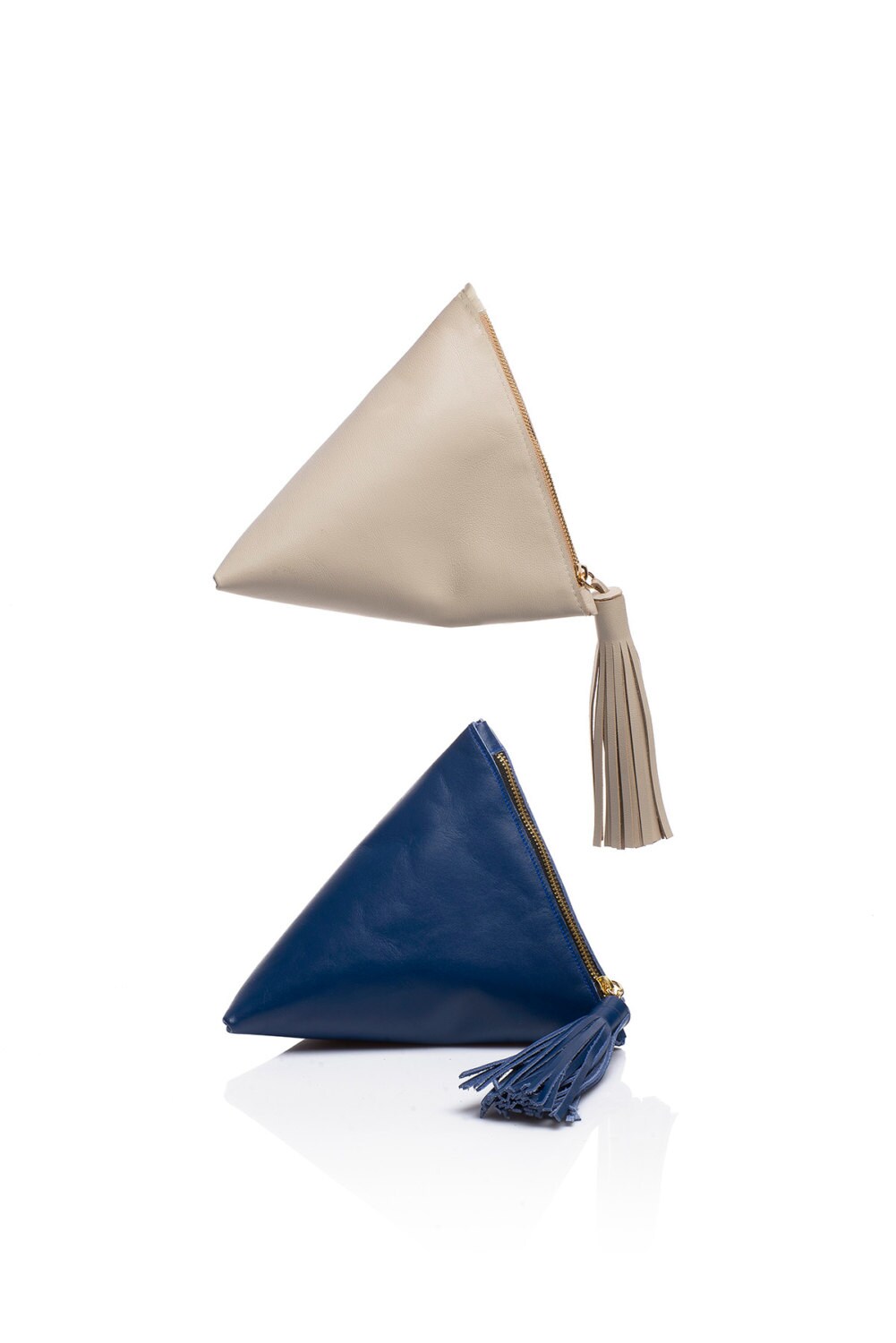 Triangle Leather Clutch, Pyramid Clutch, Leather Triagle Pouch ...
